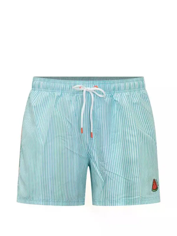 Sundek Striped Logo-patch Swim Shorts