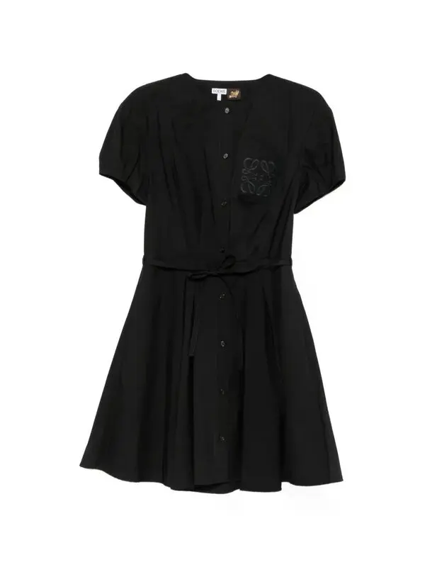 Loewe X Paula's Ibiza Anagram Embroidered Belted Dress - Black