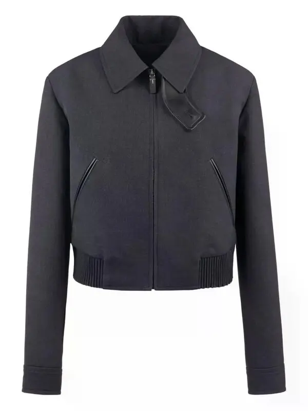TOD'S Cropped Leather Bomber Jacket