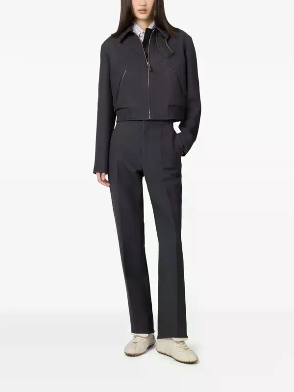TOD'S Cropped Leather Bomber Jacket