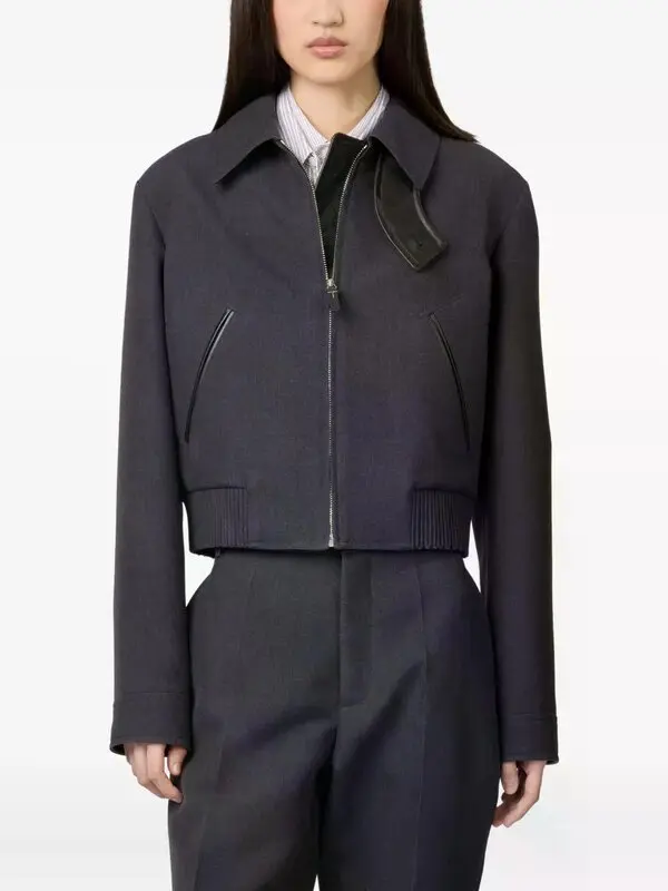 TOD'S Cropped Leather Bomber Jacket