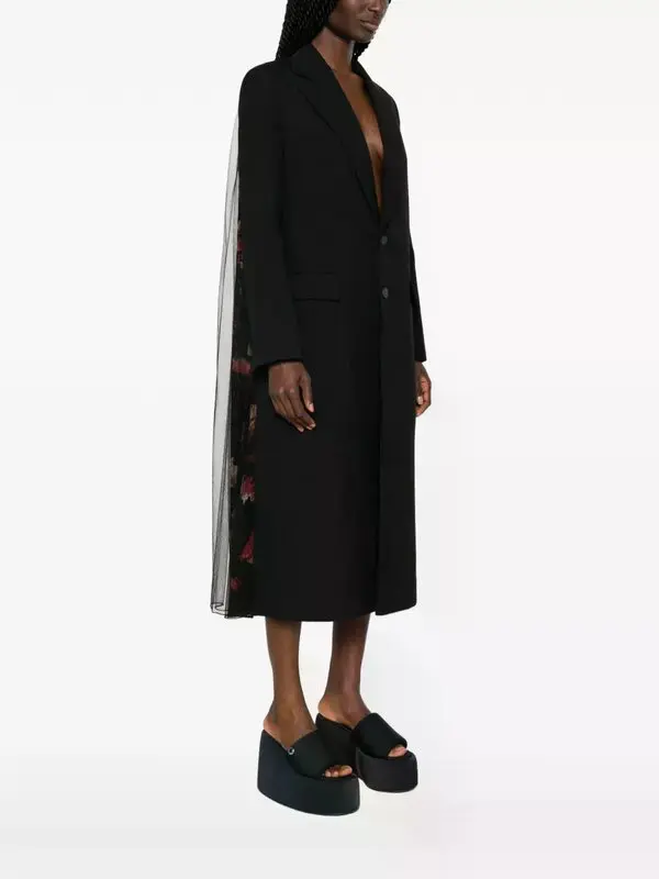 QUETSCHE Floral Print Tulle Panel Coat
