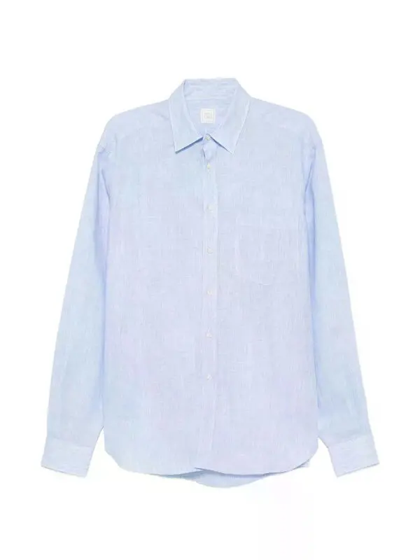 120% Lino Vertical-stripe Chest-pocket Shirt