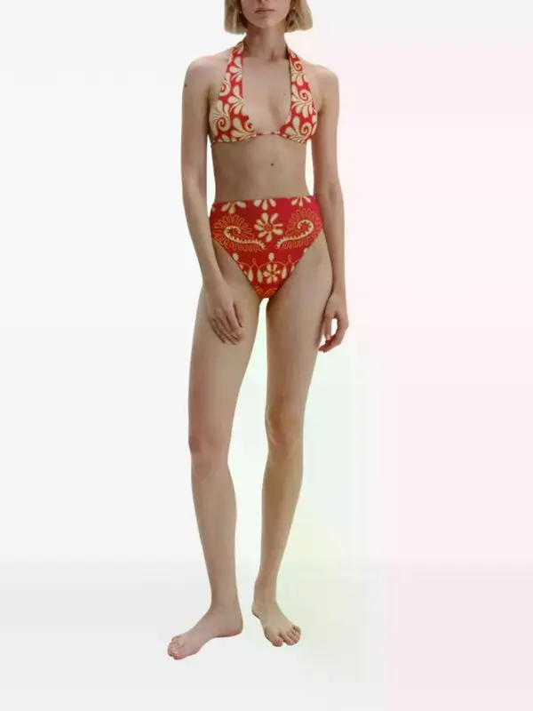 CALA DE LA CRUZ Graphic Print Triangle Bikini Top
