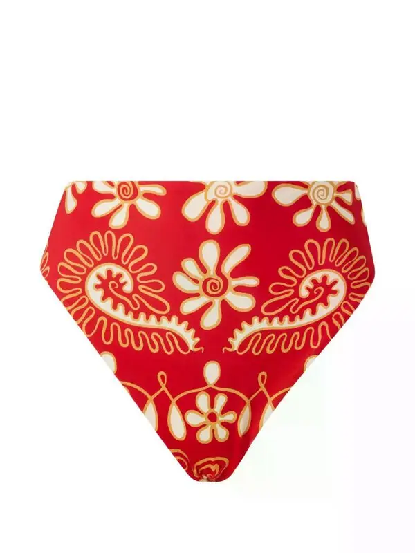CALA DE LA CRUZ High-waisted Bikini Bottoms - Red