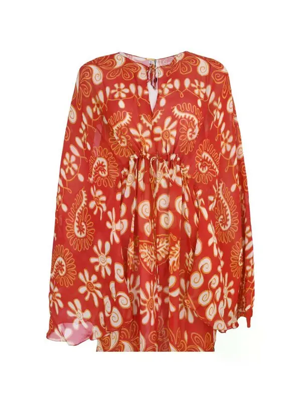 CALA DE LA CRUZ Abstract Print Flared Sleeve Kaftan