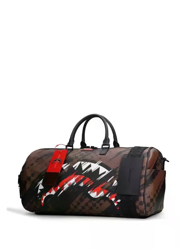 SPRAYGROUND Shark Print Checkered Duffle Bag