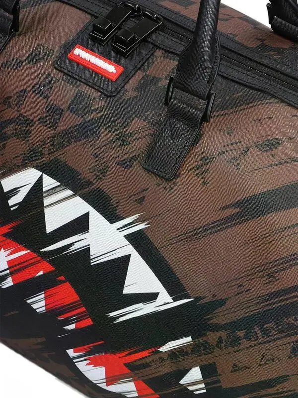 SPRAYGROUND Shark Print Checkered Duffle Bag