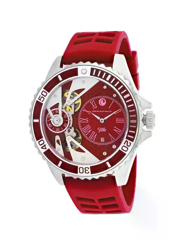 OCEANAUT Tide Skeleton Dial 48mm Watch - Red