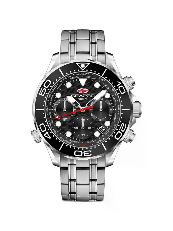 SEAPRO Mondial Timer 44mm Watch - Black