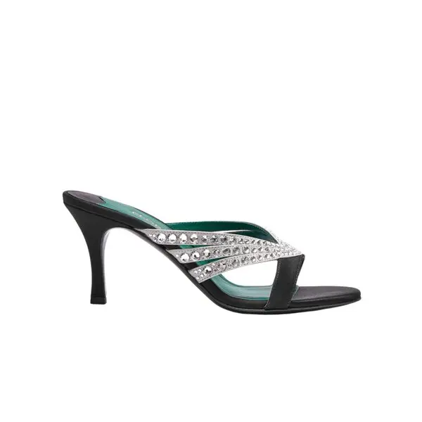 FLORRIE Roro 75mm Crystal And Satin Mule - Black