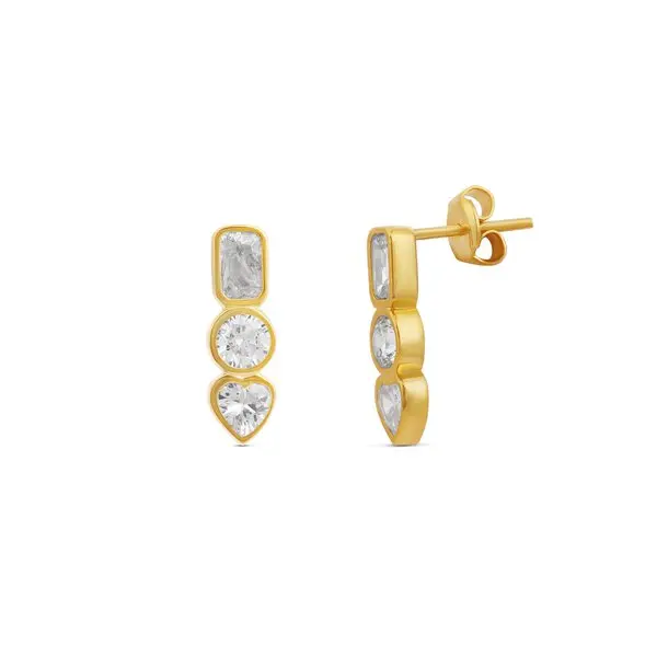 SHYMI Multi-shape Cubic Zirconia Drop Earrings In 14k -plated Sterling Silver - Gold