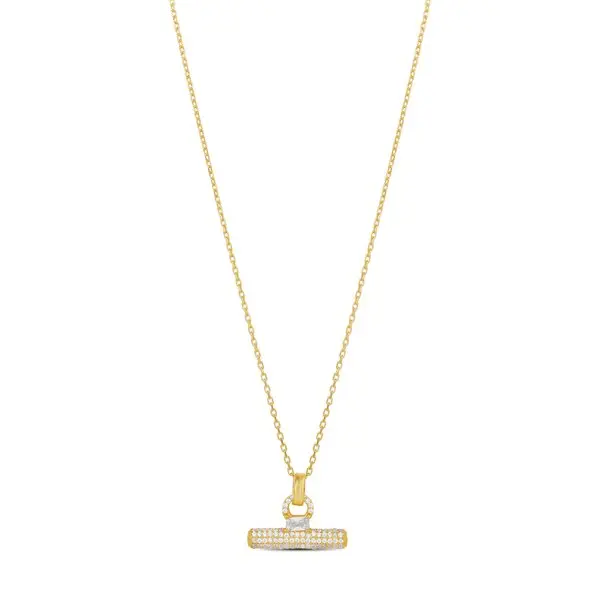 SHYMI Pave T Bar Necklace - Gold