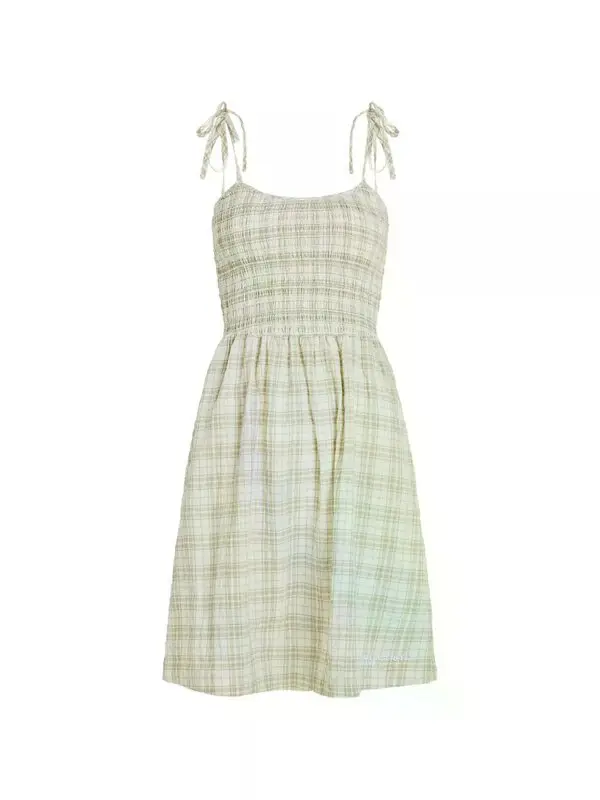 Karl Lagerfeld Shirred Check Mini Dress - Neutrals