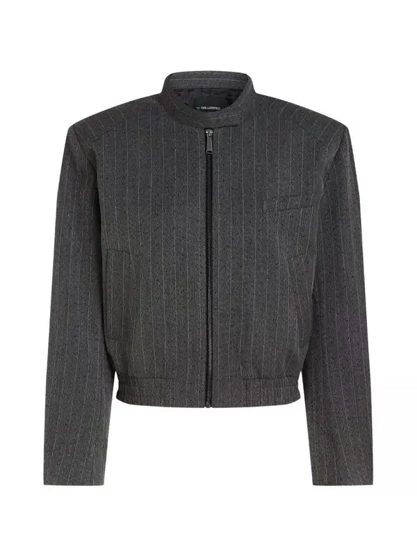Karl Lagerfeld Pinstripe Tailored Bomber Jacket