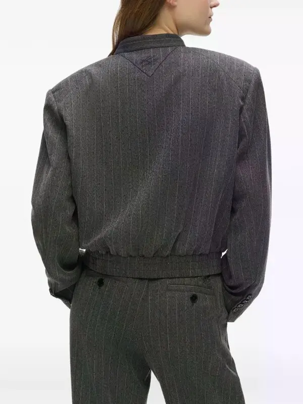 Karl Lagerfeld Pinstripe Tailored Bomber Jacket