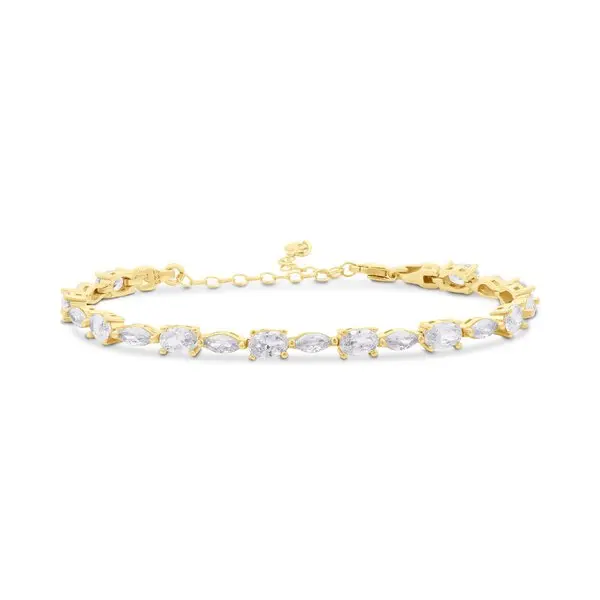 SHYMI Marquise Oval Tennis Bracelet In 14k Plated Sterling Silver - Gold