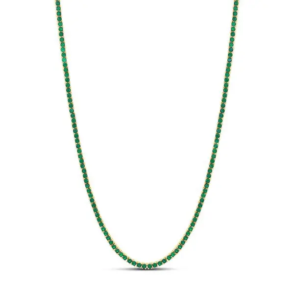 SHYMI Classic Emerald Tennis Necklace In Gold - Green/gold