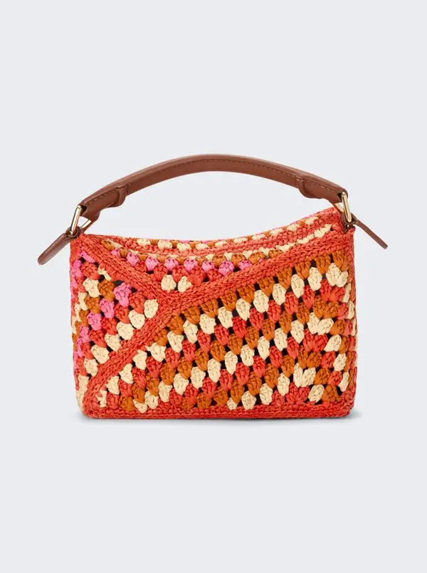 Loewe Mini Puzzle Edge Bag In Raffia