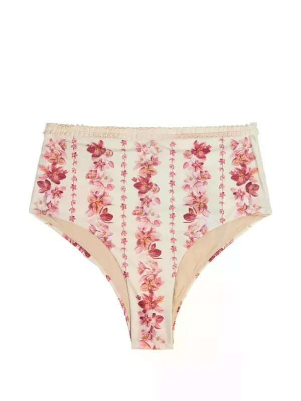 Agua Bendita Floral Ruffled Bikini Bottoms - Neutrals