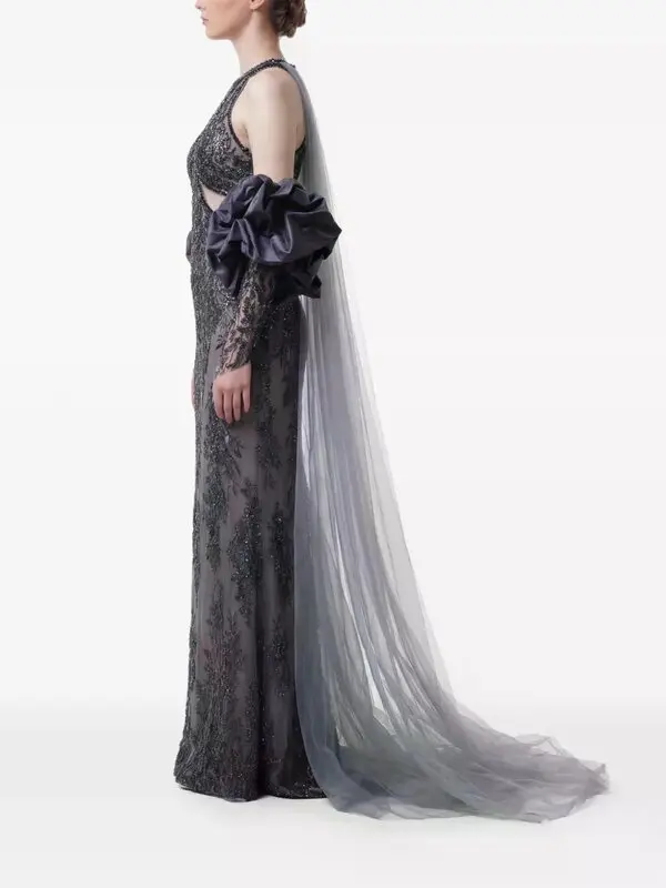 GATTINOLLI BY MARWAN Floral Bead-embellished Gown