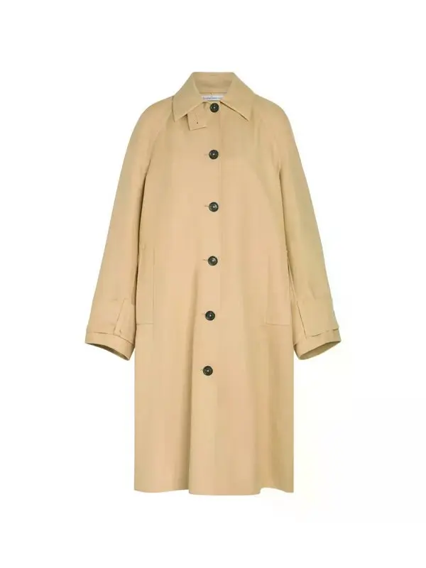 Another Tomorrow Cotton Single-breasted Coat - Neutrals