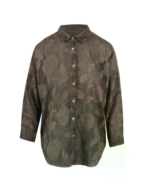 PLOUMANACH Floral Jacquard Long-sleeve Shirt - Brown