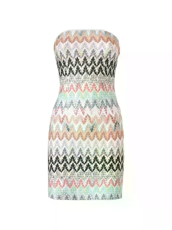 Missoni Zigzag Knit Strapless Mini Dress - Green