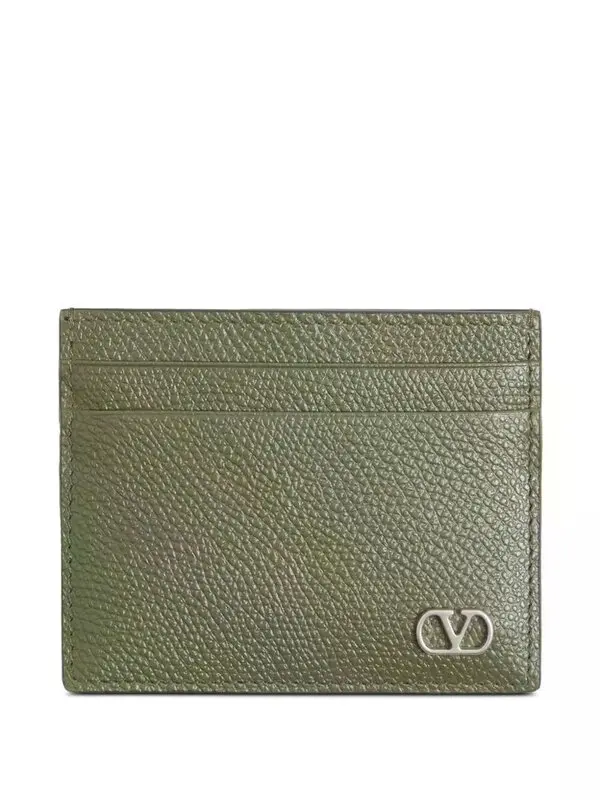 Valentino Garavani Vlogo Signature Cardholder In Grainy Calfskin - Green