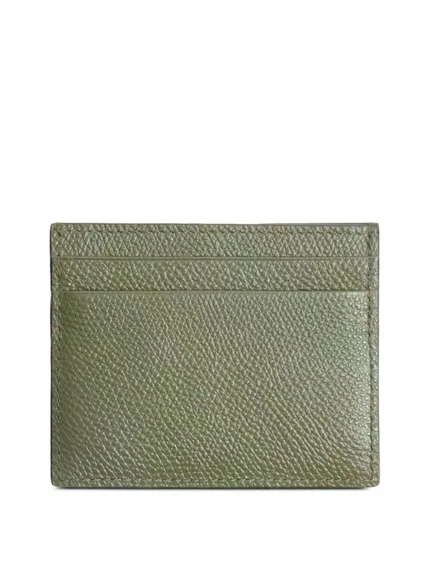 Valentino Garavani Vlogo Signature Cardholder In Grainy Calfskin - Green