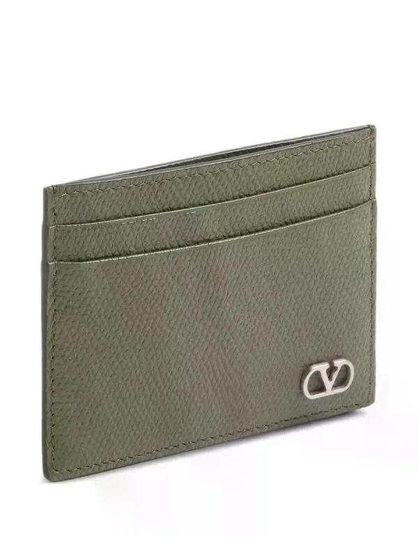 Valentino Garavani Vlogo Signature Cardholder In Grainy Calfskin - Green