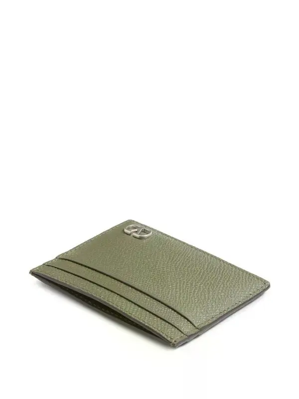 Valentino Garavani Vlogo Signature Cardholder In Grainy Calfskin - Green
