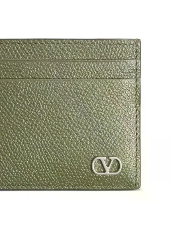 Valentino Garavani Vlogo Signature Cardholder In Grainy Calfskin - Green