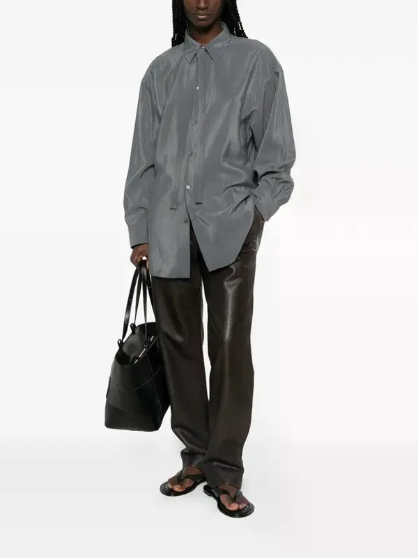 LEMAIRE Shimmering Finish Point Collar Shirt - Grey