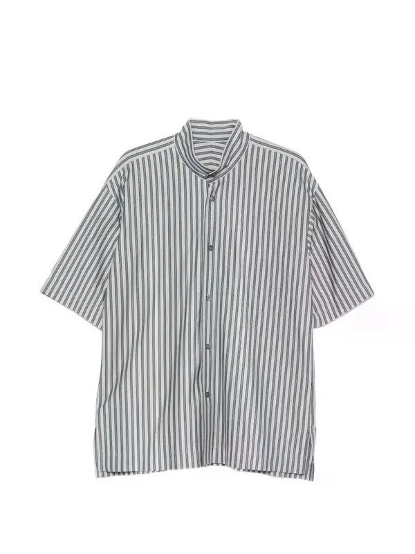 Issey Miyake Striped Band-collar Shirt - Blue