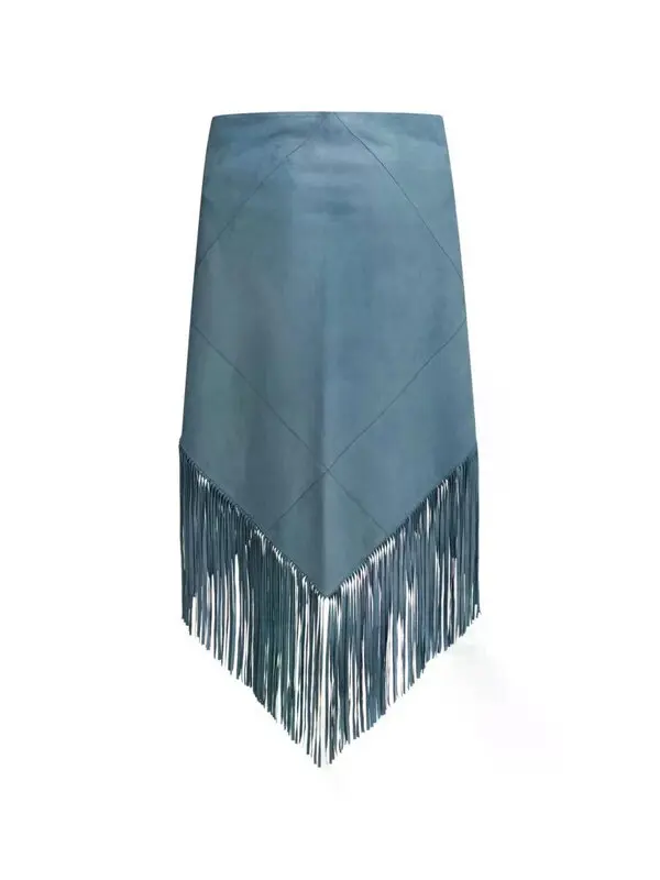 FURLING BY GIANI Fringed Suede Scarf - Blue