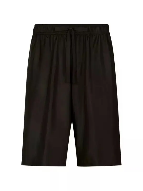 Dolce & Gabbana Embroidered Silk Jogging Shorts - Black