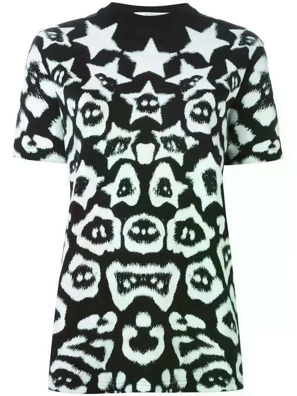 Givenchy Star And Leopard Print T-shirt - Black