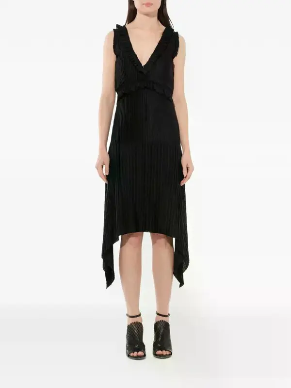Givenchy Pleated Sleeveless V-neck Dress