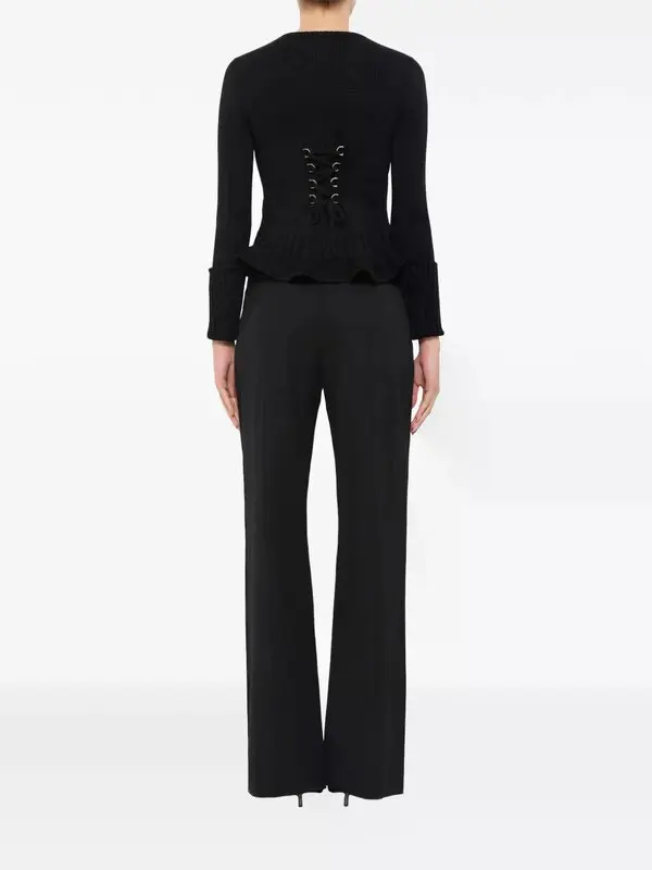 Alexander McQueen Wool Jumper With Lace-up Detailing - Black