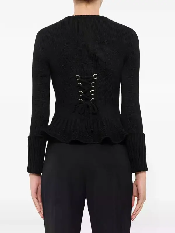Alexander McQueen Wool Jumper With Lace-up Detailing
