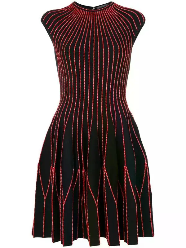 Alexander McQueen Capped-sleeve Knitted Dress - Black