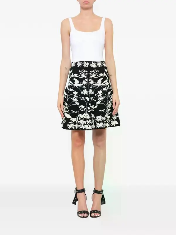 Alexander McQueen Floral-motif A-line Mini Skirt - Black