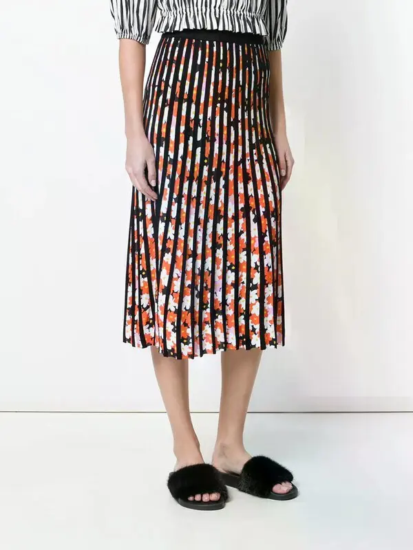 Kenzo Floral Striped Midi Skirt