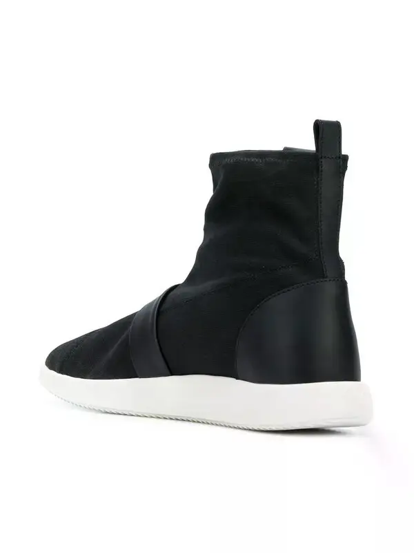 GIUSEPPE ZANOTTI High Top Canvas And Leather Sneakers