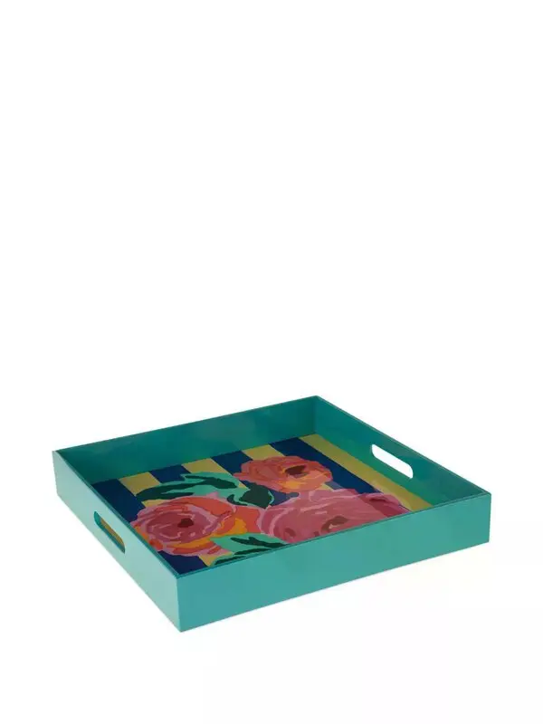 LISA CORTI Stripes Floral-print Tray - Blue