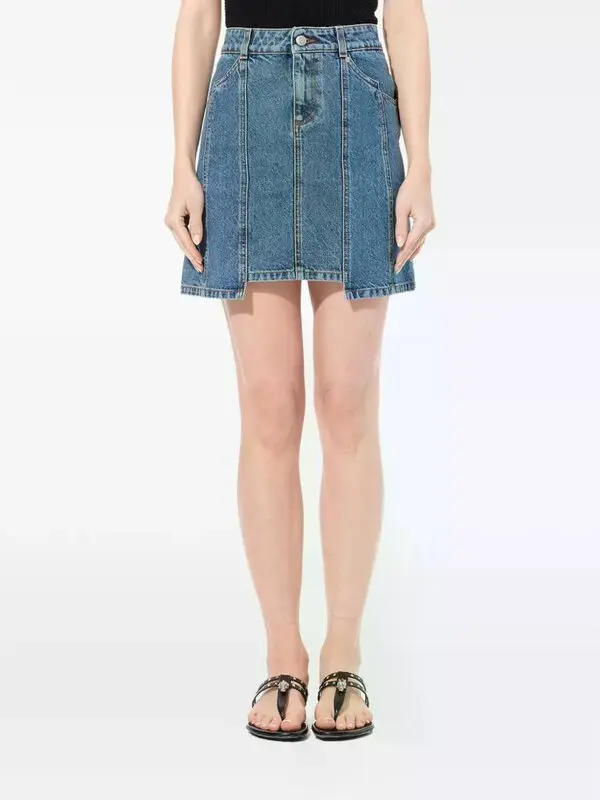 Alexander McQueen Asymmetric Hem Denim Mini Skirt - Blue