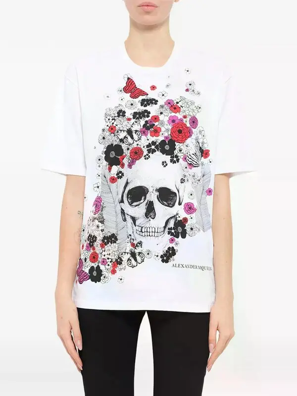 Alexander McQueen Floral Skull Motif T-shirt