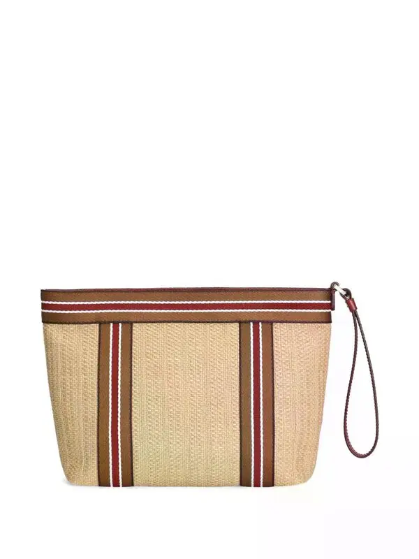 Dolce & Gabbana Essenza Toiletry Bag In Raffia And Smooth Leather - Neutrals