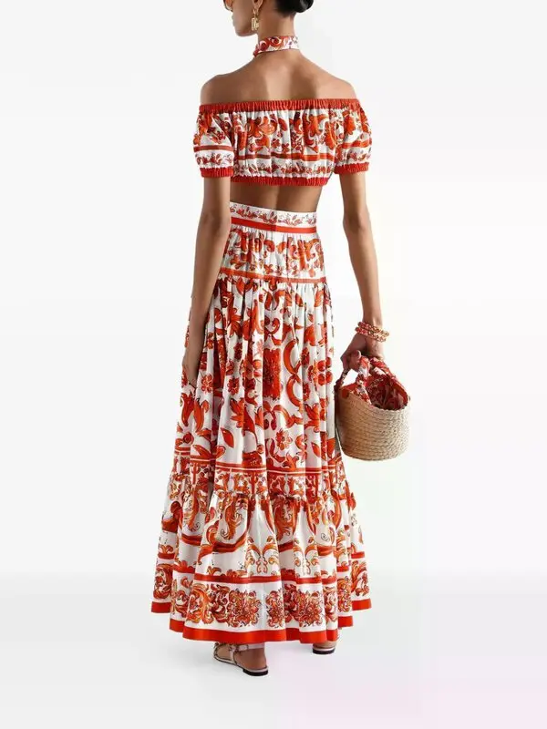 Dolce & Gabbana Majolica Print Poplin Maxi Skirt
